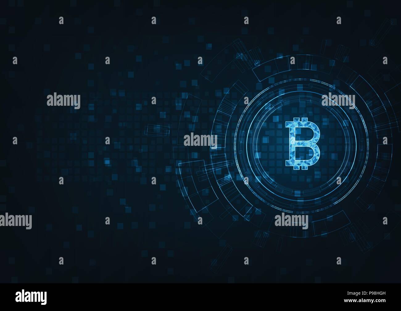 Abstract futuristic digital money with logo bitcoin digital currency on ...