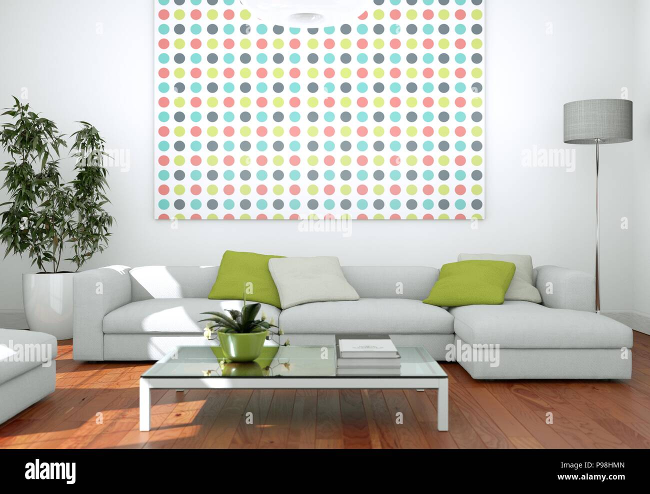 Modern bright living room interior design with sofas Stock Photo - Alamy