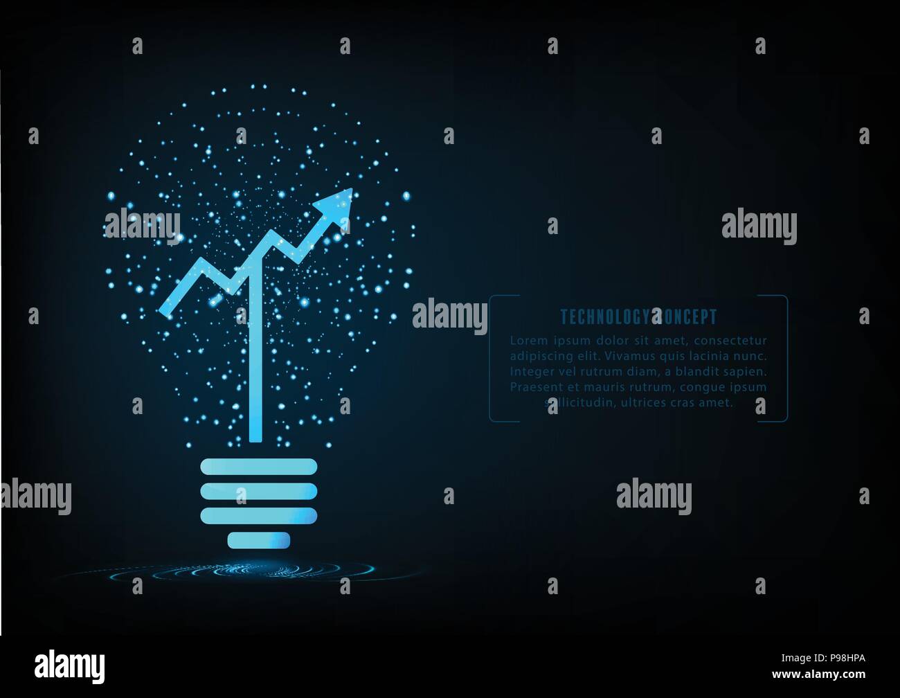 Light bulb with growing graph inside.Concept of successful growth of ...