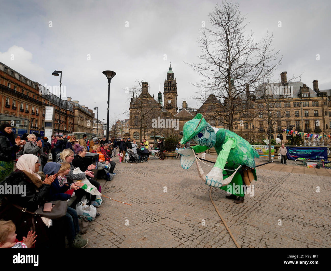Outdoor play with large puppets in Sheffield England Stock Photo - Alamy