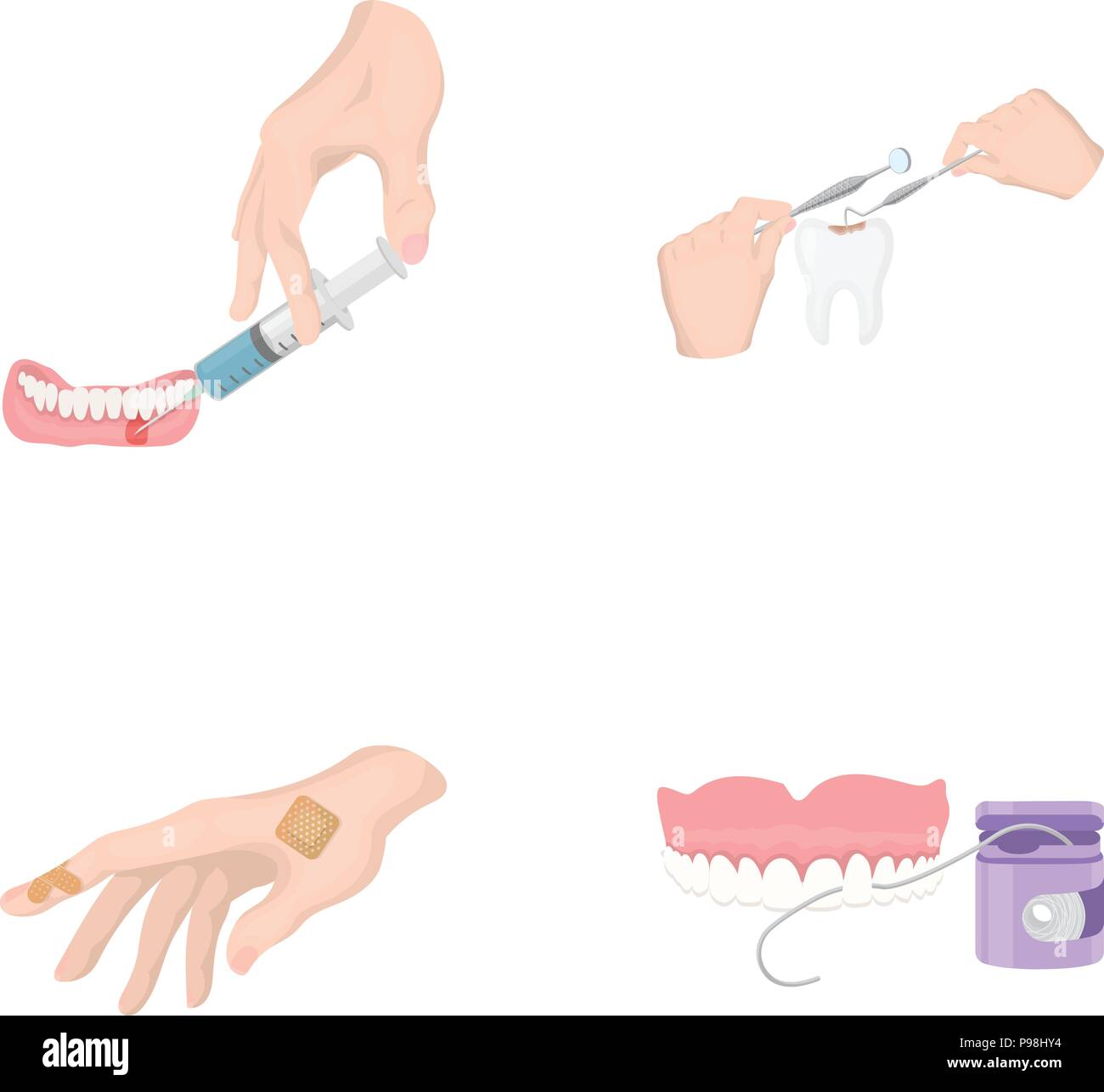 Anesthetic injection, dental instrument, hand manipulation, tooth ...