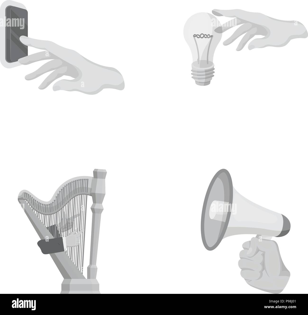 amplification,bulb,button,collection,electric,frame,gesture,hand,harp ...