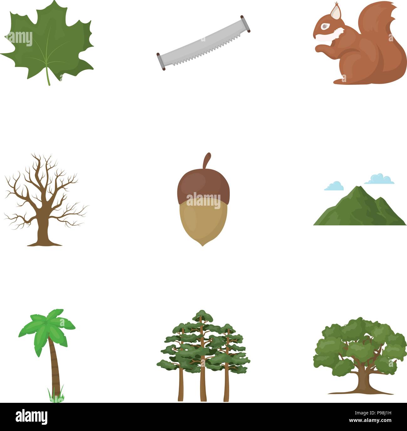 Forest set icons in cartoon style. Big collection of forest vector ...