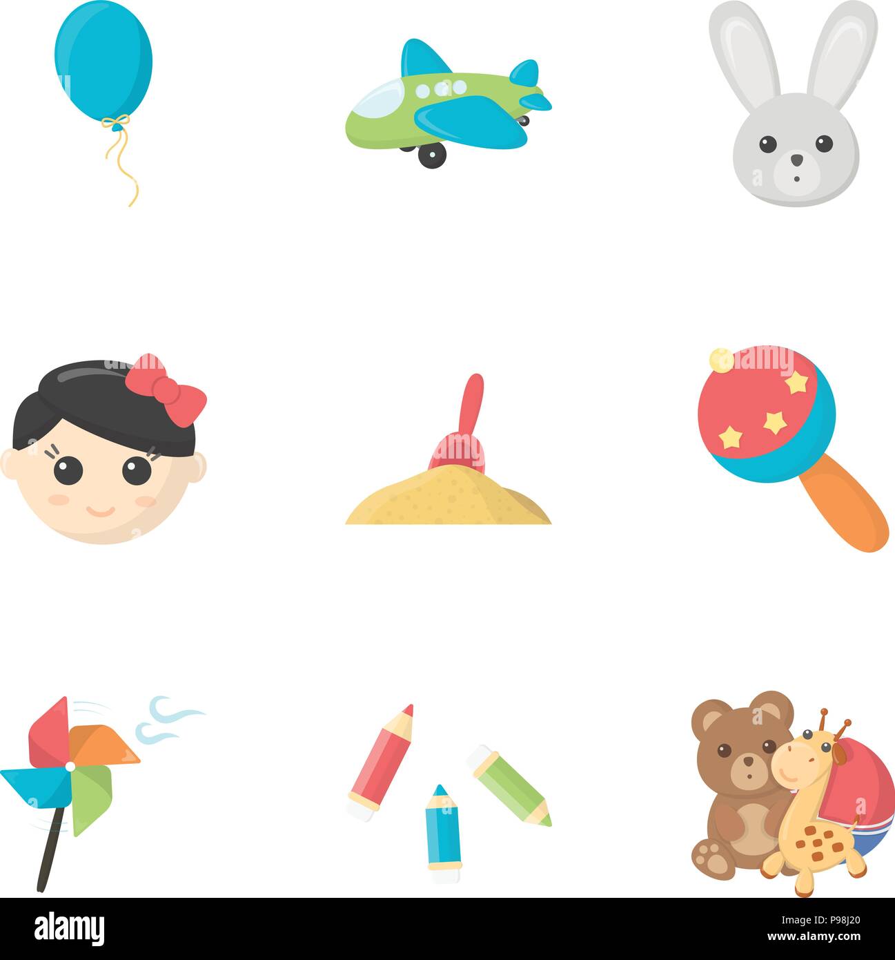 Toys set icons in cartoon style. Big collection of toys vector symbol ...