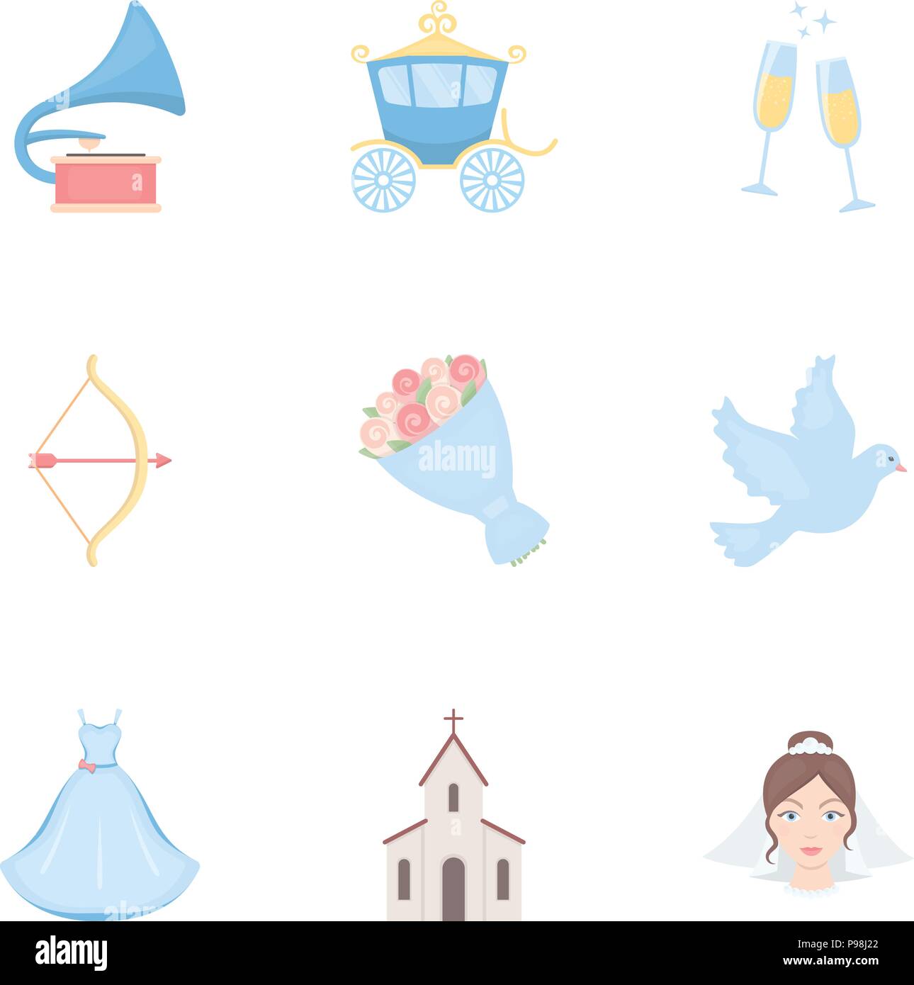 Weeding set icons in cartoon style. Big collection of wedding vector ...