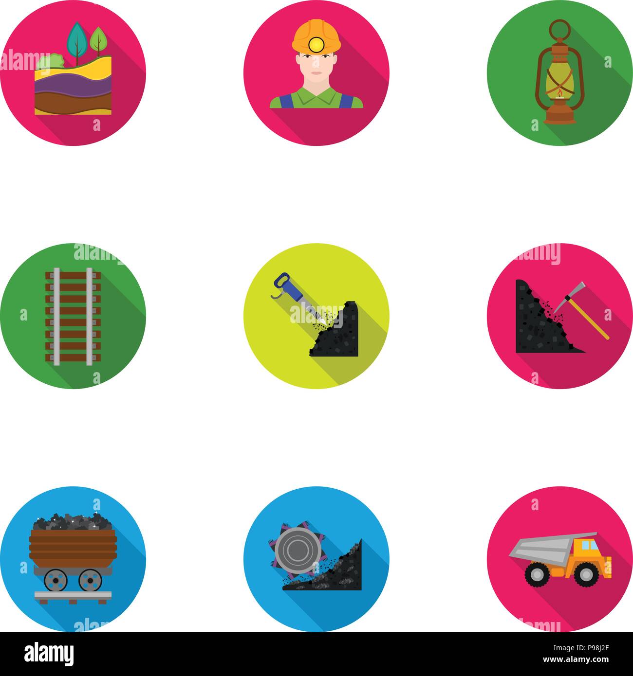 Mine set icons in flat style. Big collection of mine vector symbol ...