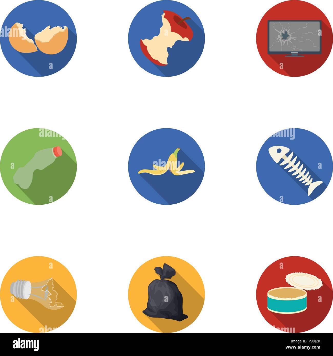 Trash and garbage set icons in flat design. Big collection of trash and ...