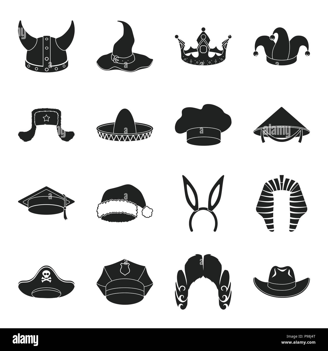 Different kinds of hats black icons in set collection for design ...