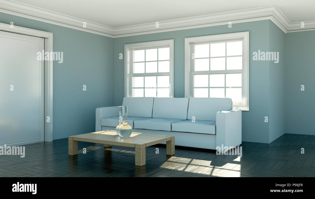 Interior design modern bright room with white sofa Stock Photo - Alamy