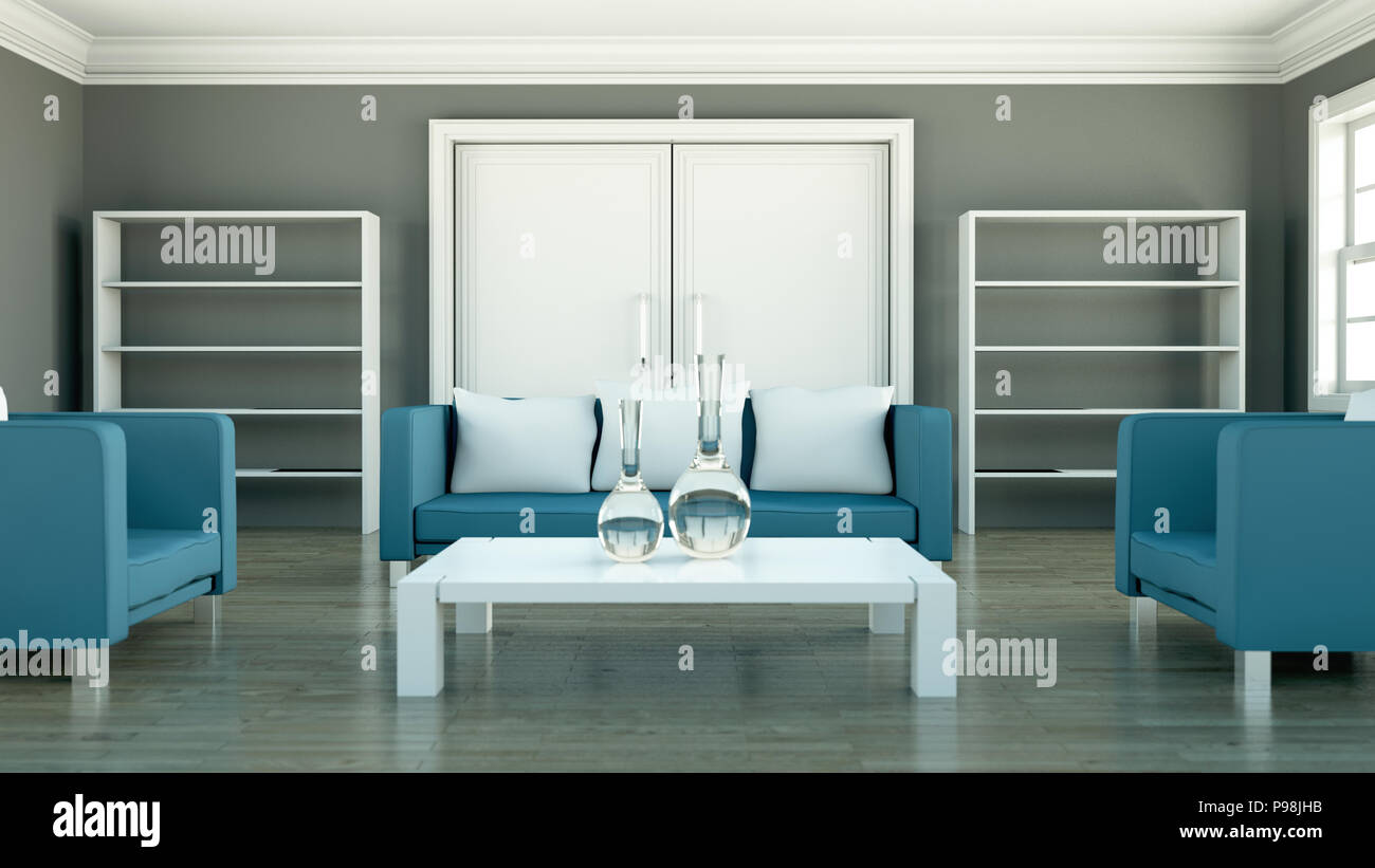 Modern bright living room interior design with sofas Stock Photo - Alamy