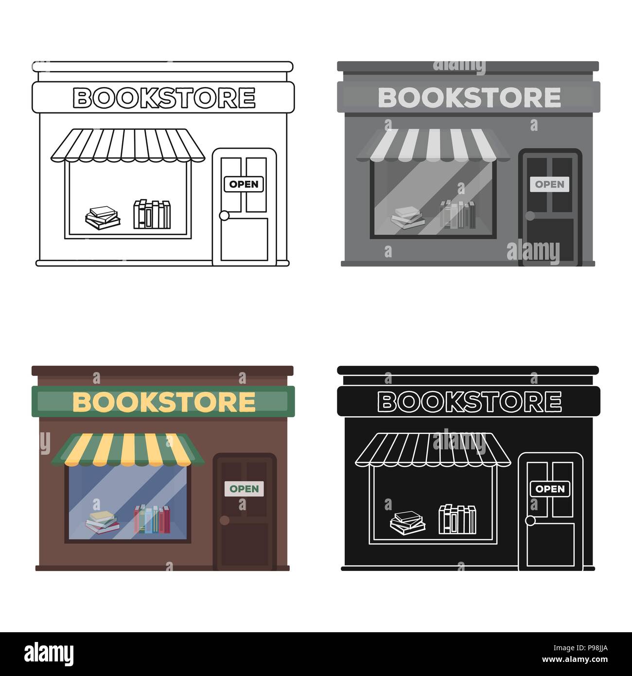 Bookstore icon in cartoon design isolated on white background. Library ...