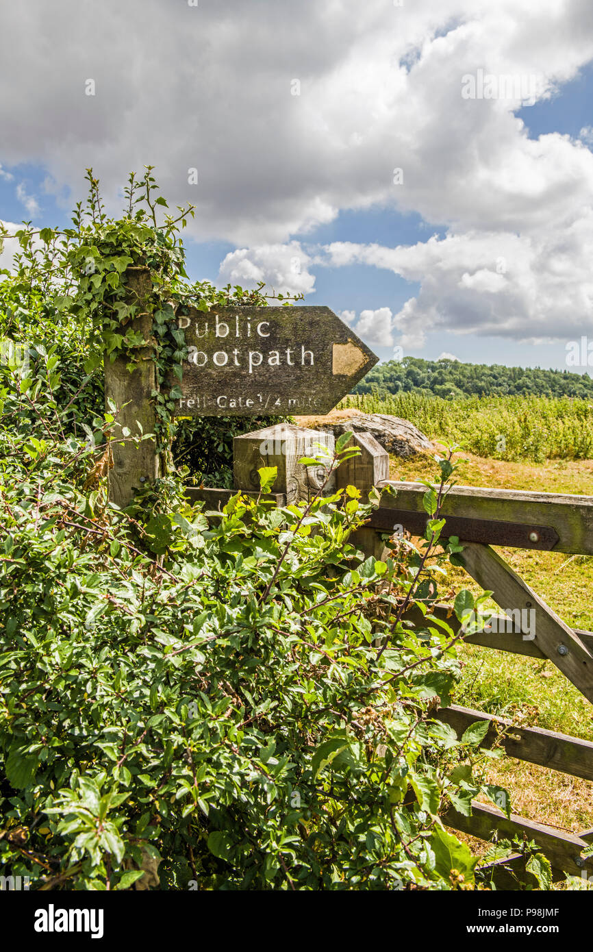 Overgrown Footpath Sign Public Footpath to Fell Gate Lake District ...