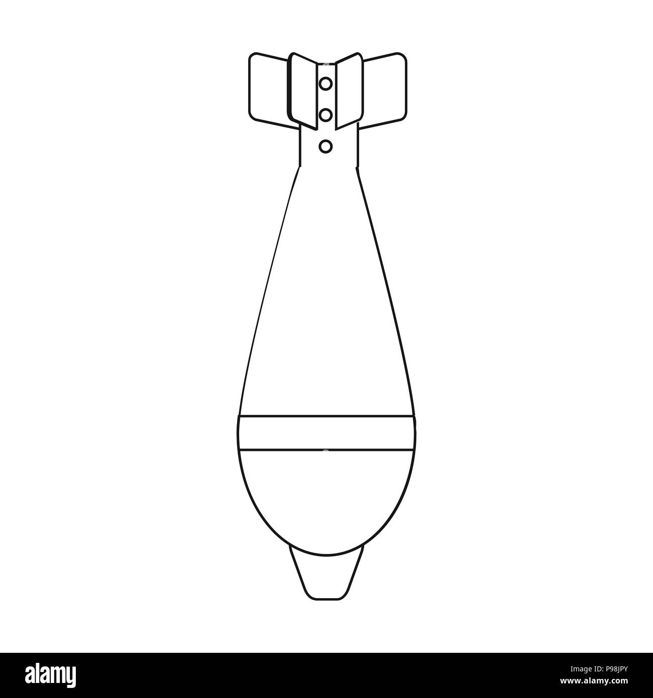 Military mortar bomb icon in outline style isolated on white background ...