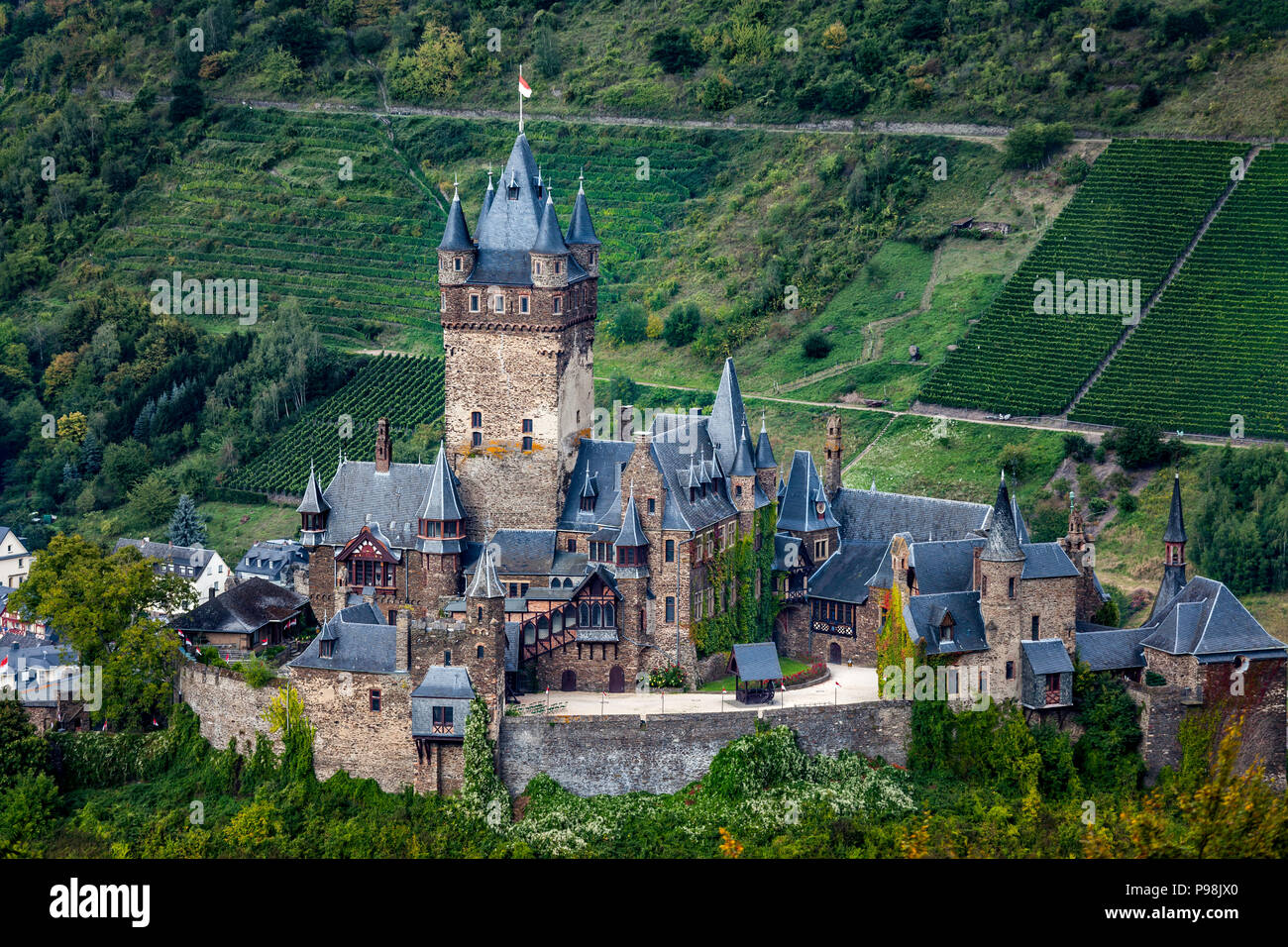 Reichsburg castle schloss Cochem Moselle river Germany Stock Photo - Alamy