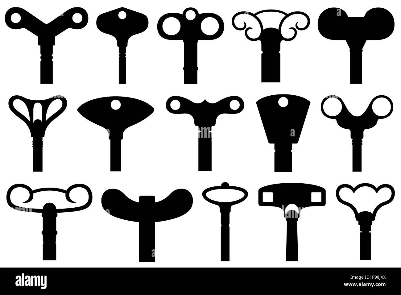 Set of different wind up keys isolated on white Stock Photo - Alamy