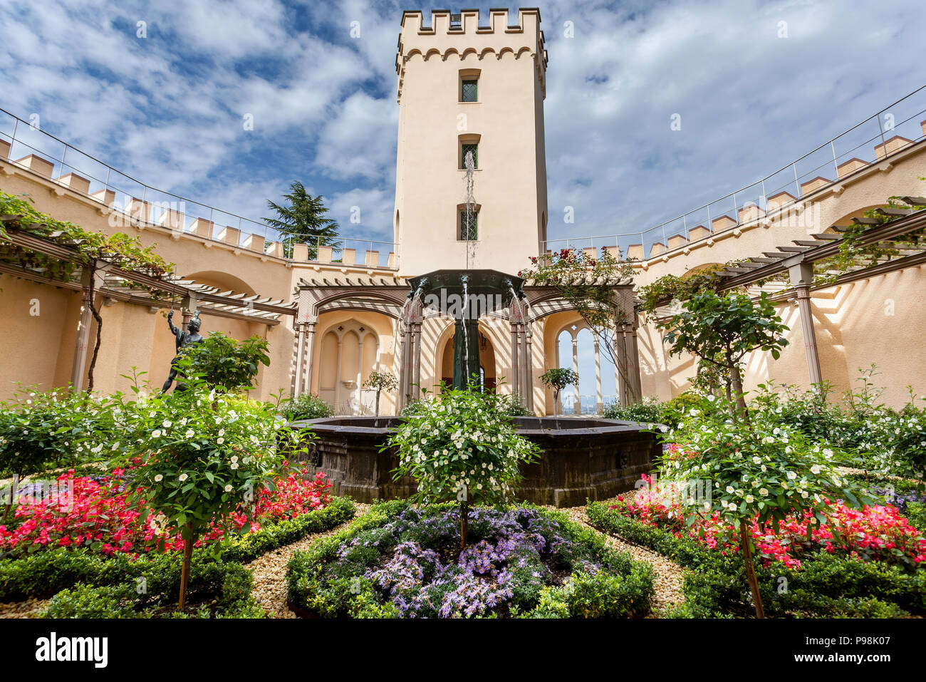 The walled garden in Stolzenfels castle schloss on the Rhine Germany ...