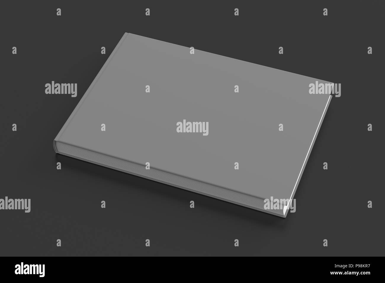 Blank gray book cover on black background. Isolated with clipping path ...