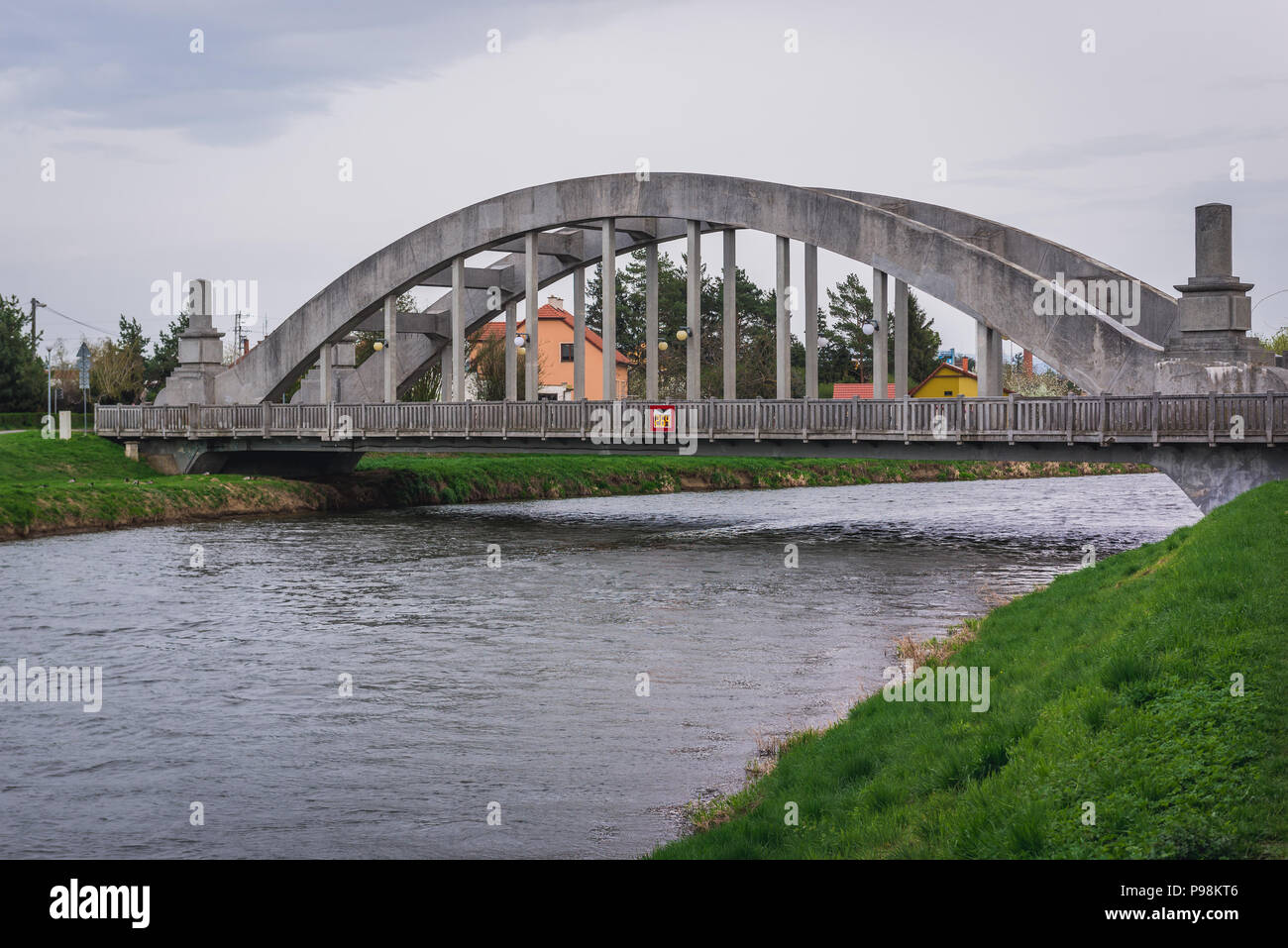 Bridge over Morava River Uhersky Ostroh city in Zlin Region of Moravia ...
