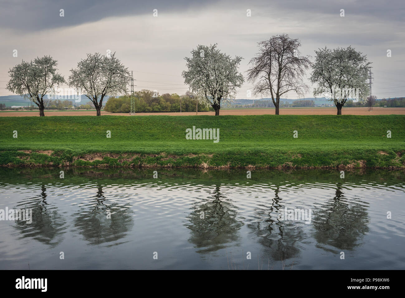 Town river floodbank hi-res stock photography and images - Alamy