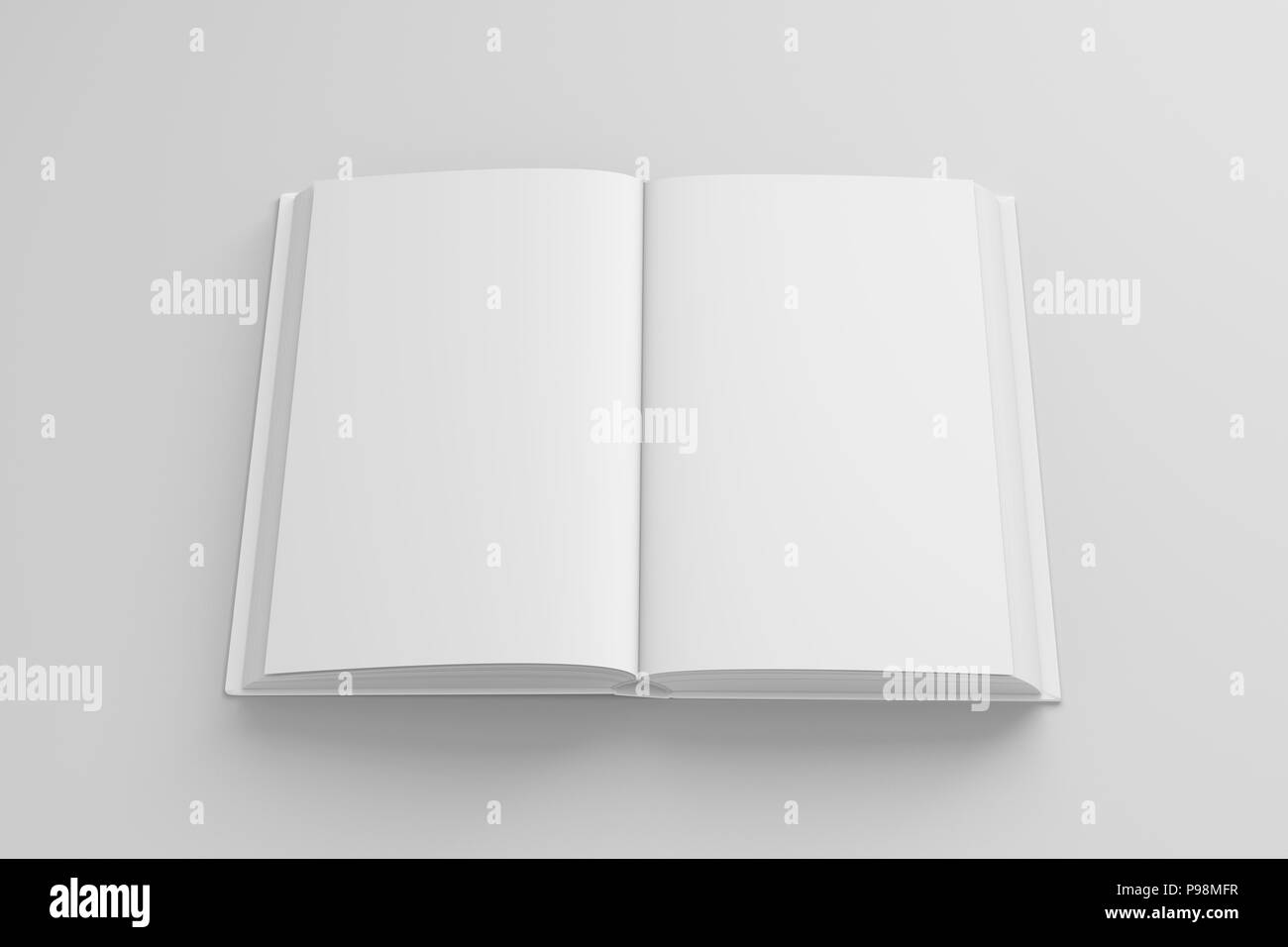 Open book with white cover and blank pages isolated on white background ...