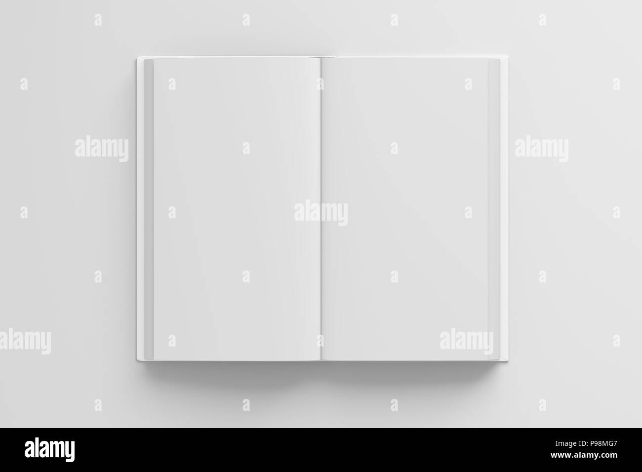 Open book with white cover and blank pages isolated on white background ...