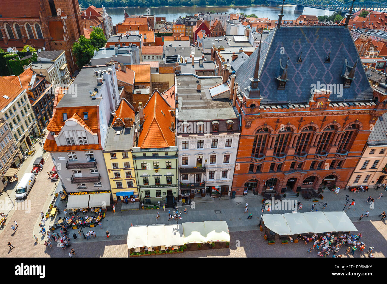 Torun, Poland - June 01, 2018: Aerial view of historical buildings and ...