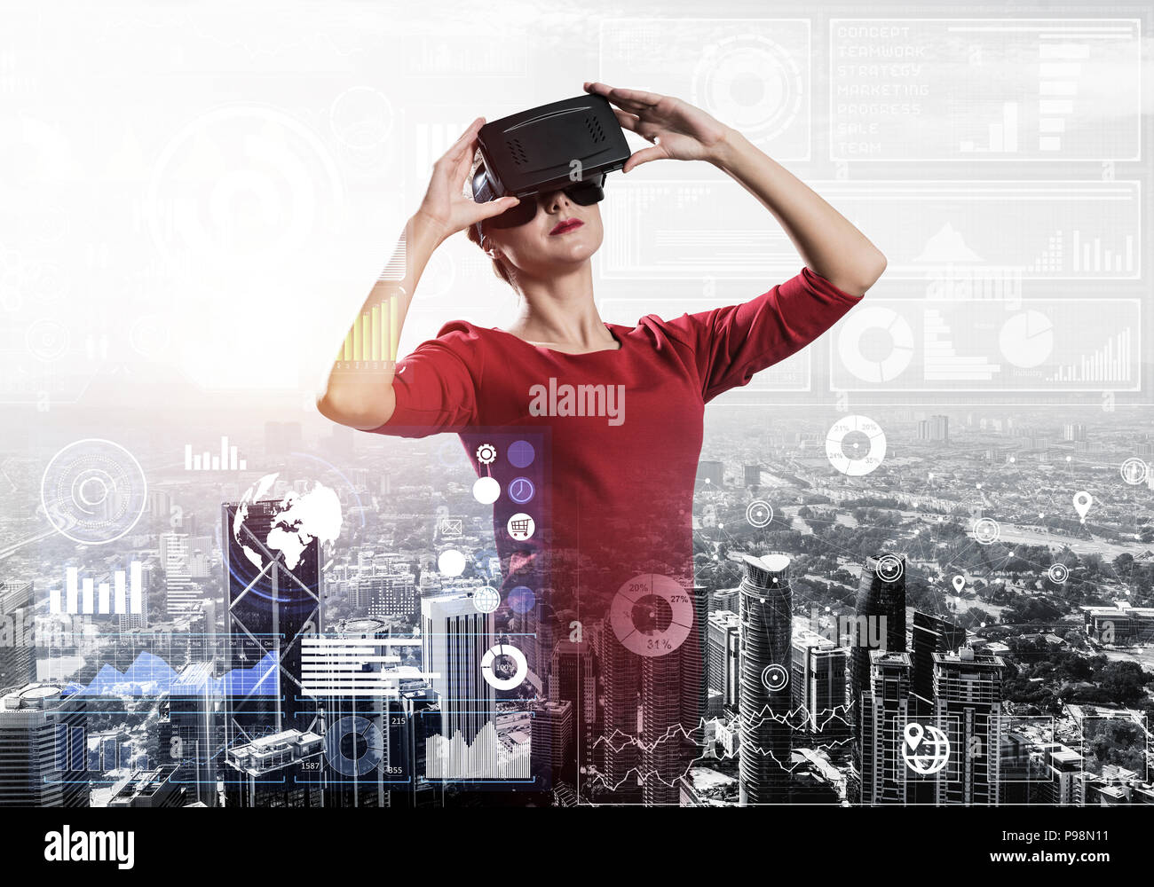 Virtual reality experience Stock Photo - Alamy