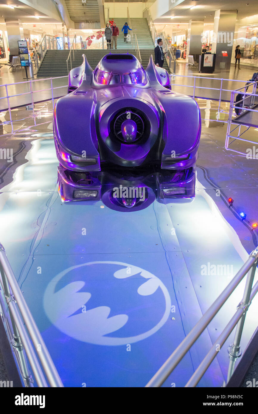 Bathed in purple lighting, this Batmobile from Tim Burton's 1989 film ...