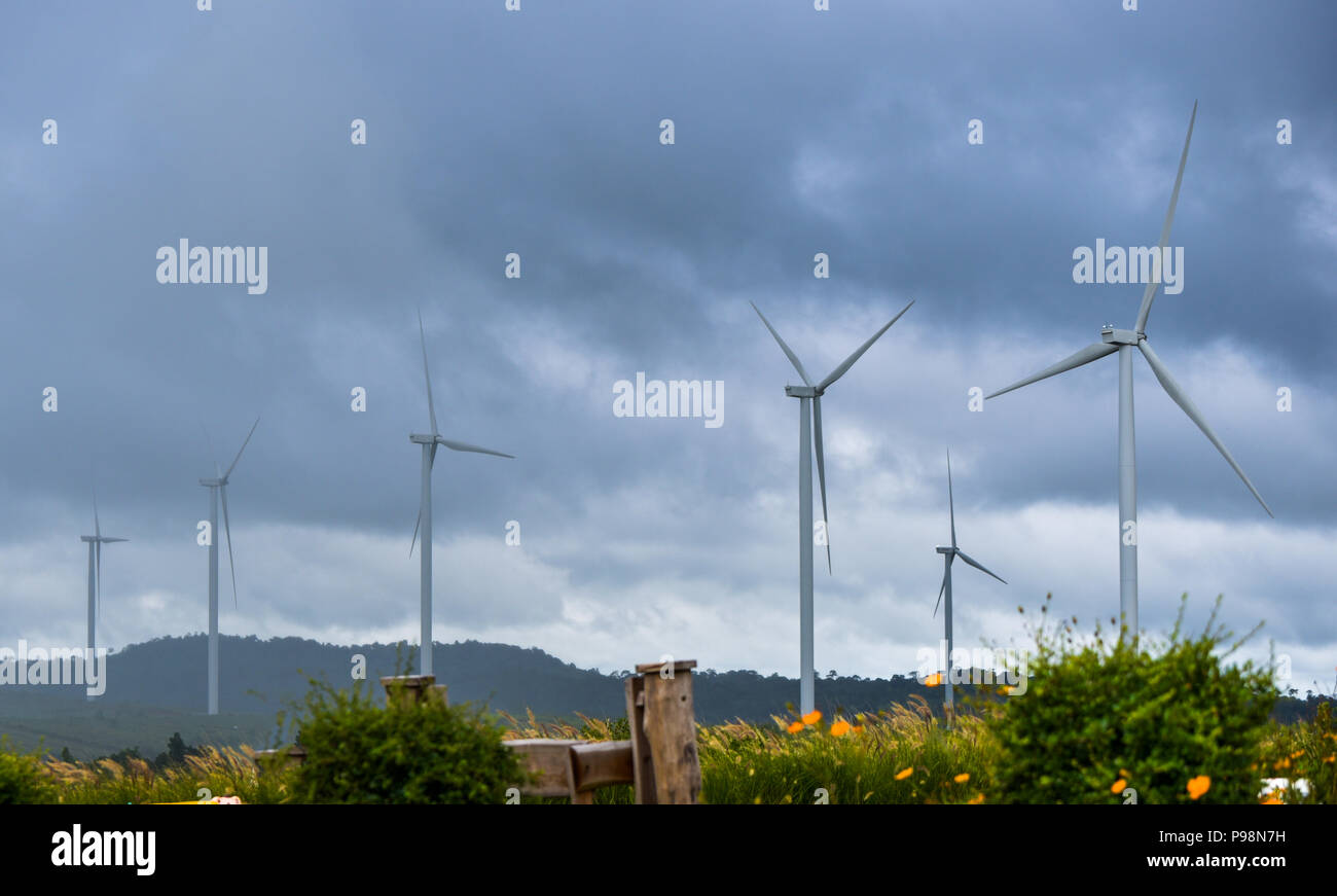 turbine farm with incoming thunder storm Stock Photo - Alamy