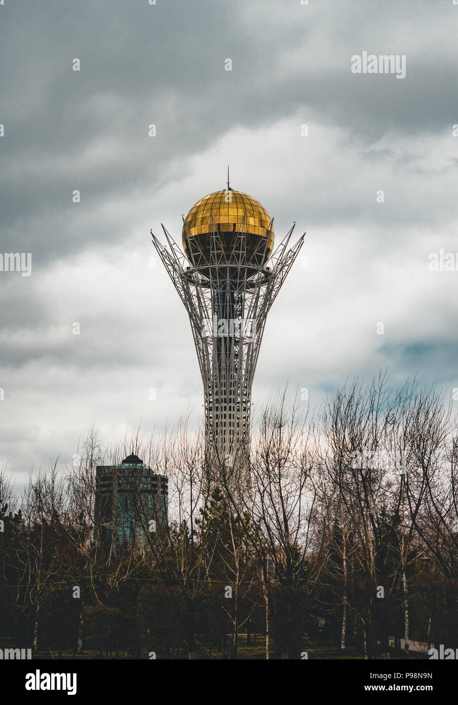 The Bayterek Tower, a landmark observation tower designed by architect ...