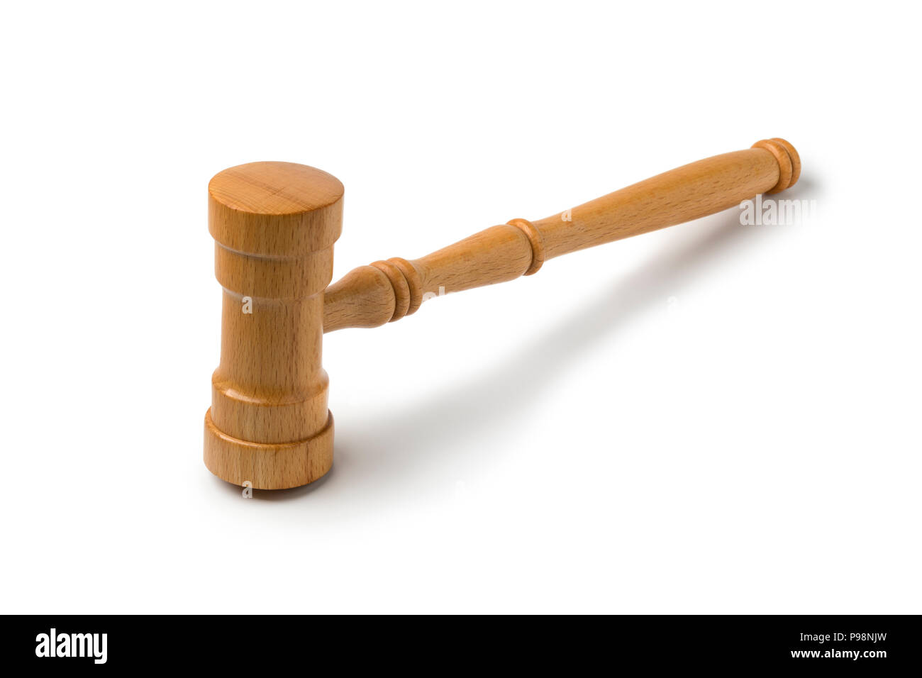 Single wooden gavel isolated on white background Stock Photo - Alamy