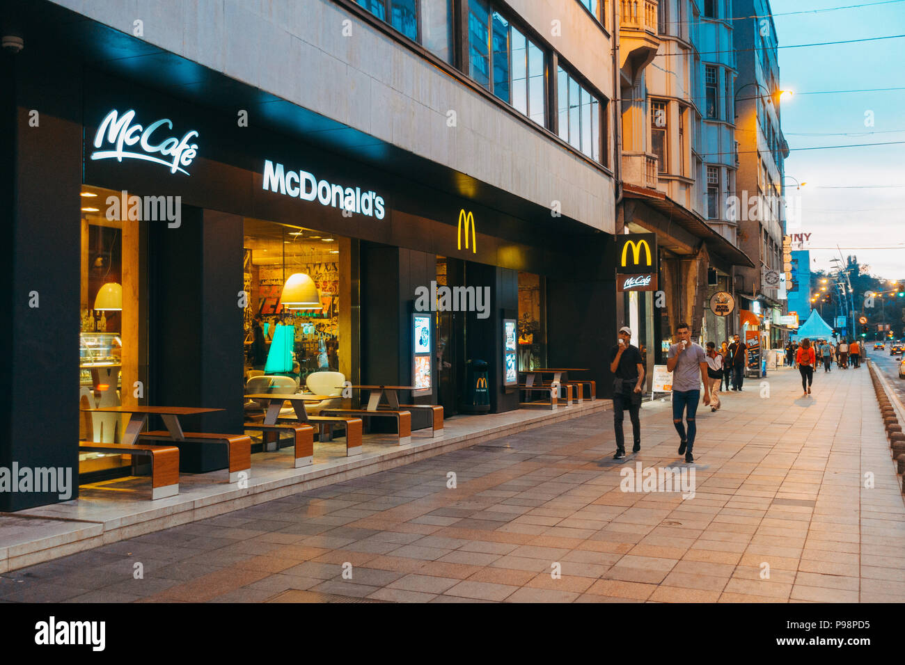A McDonald's fast food restaurant in Sarajevo, Bosnia and Herzegovina ...