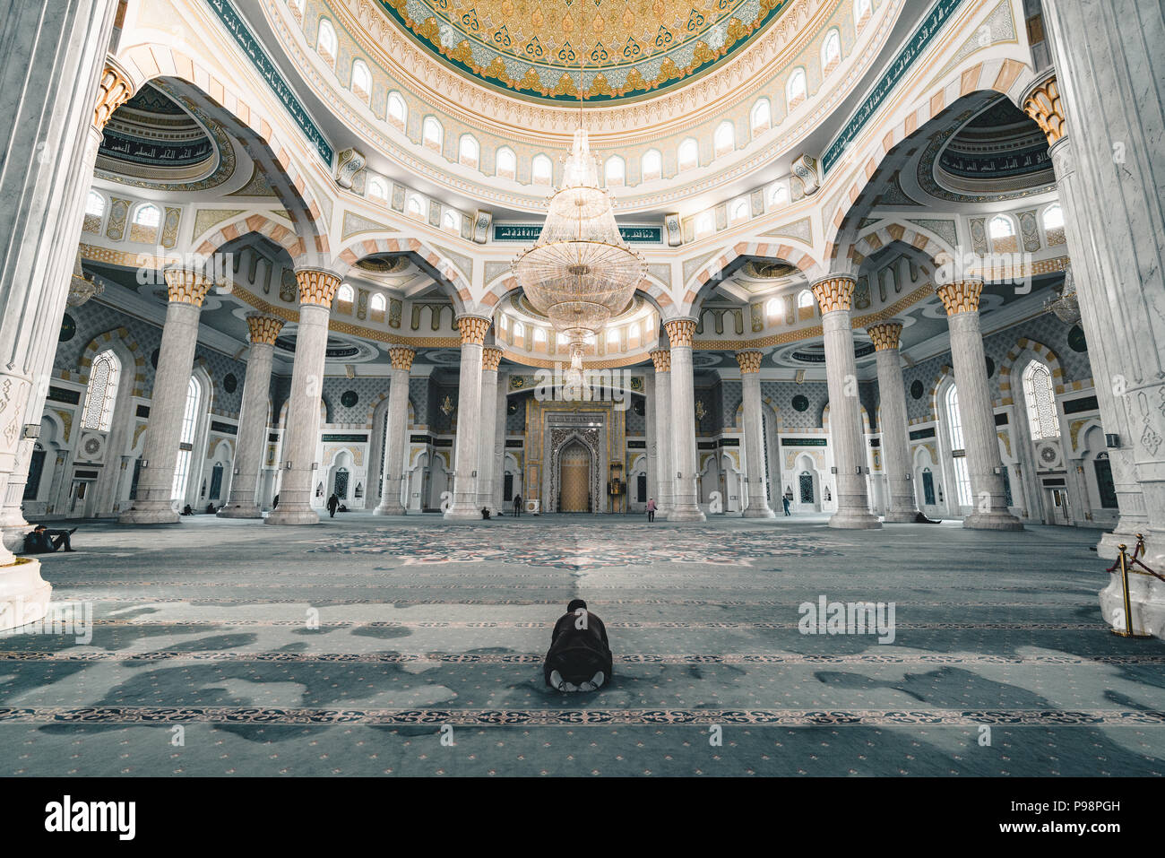 Hazrat Sultan Mosque inside prayer room Astana Kazakhstan Stock Photo ...