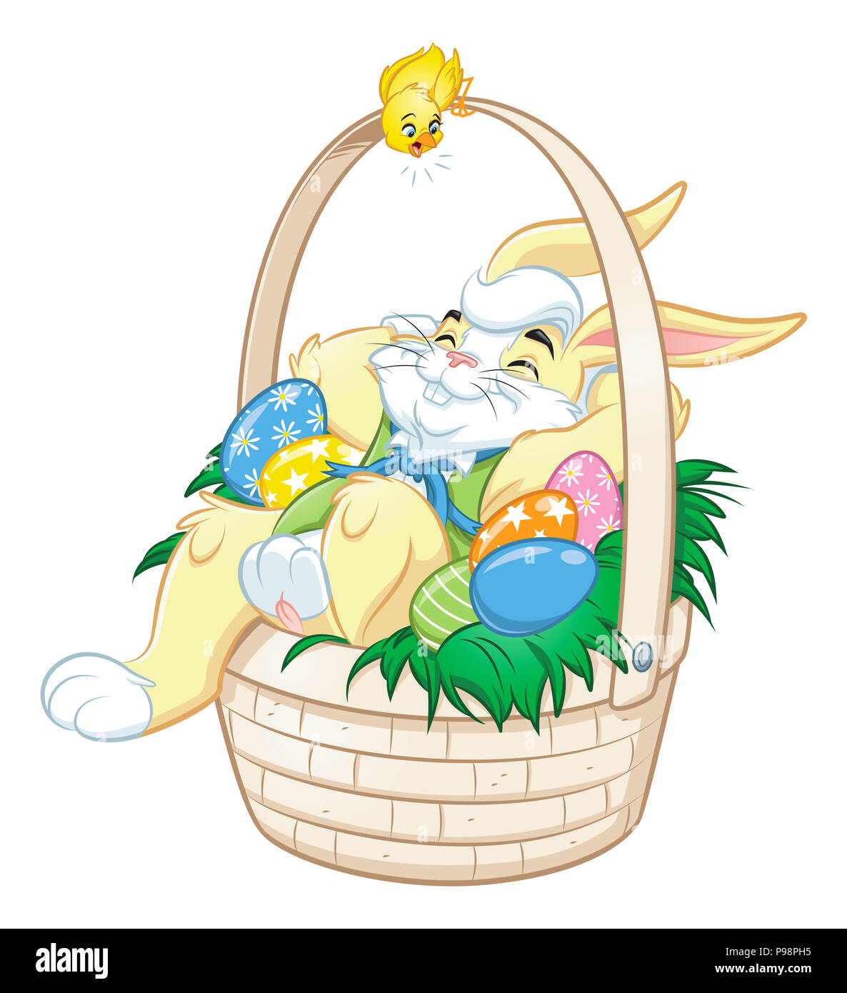 Easter Bunny In Basket Stock Photo - Alamy