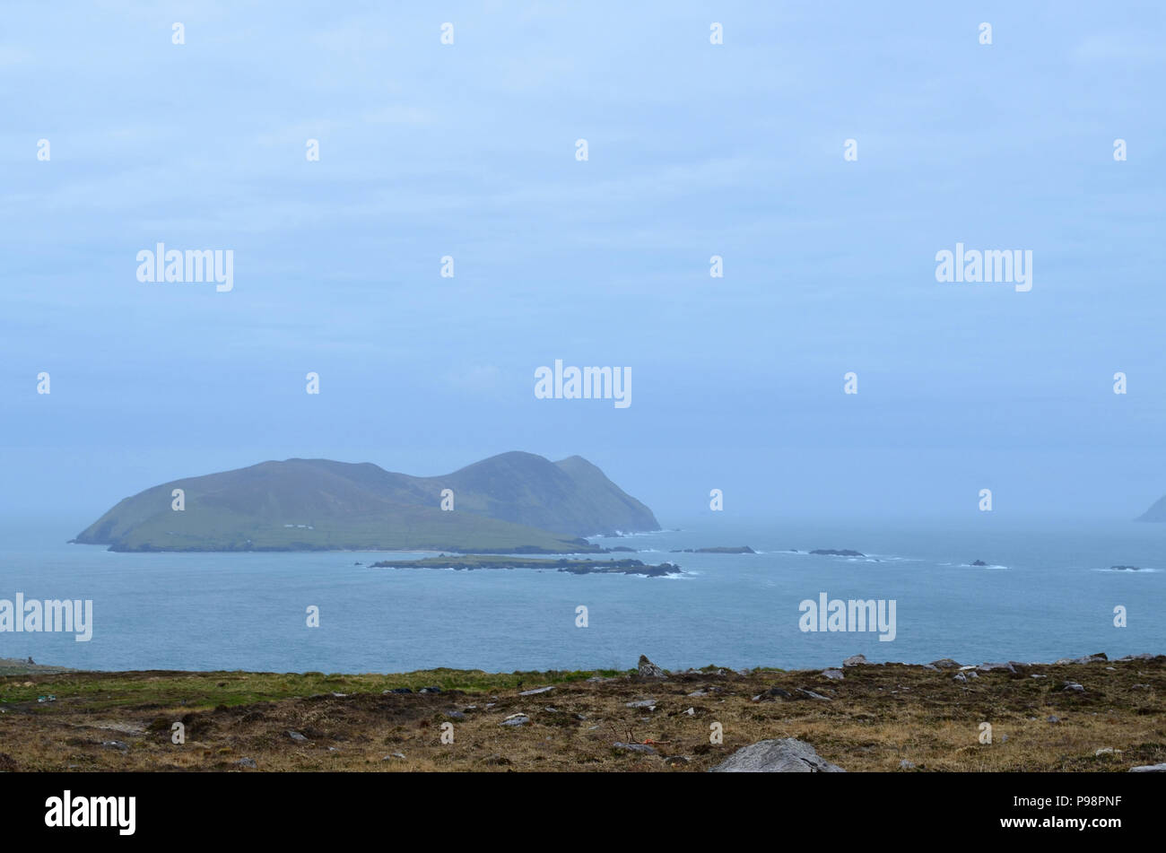 Beautiful scenic view of Great Blasket Island off of Ireland Stock ...