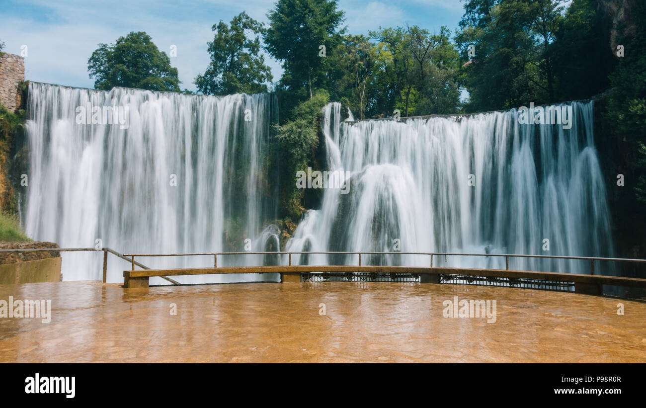 The Pliva Waterfall, one of the main tourist attractions in the small ...