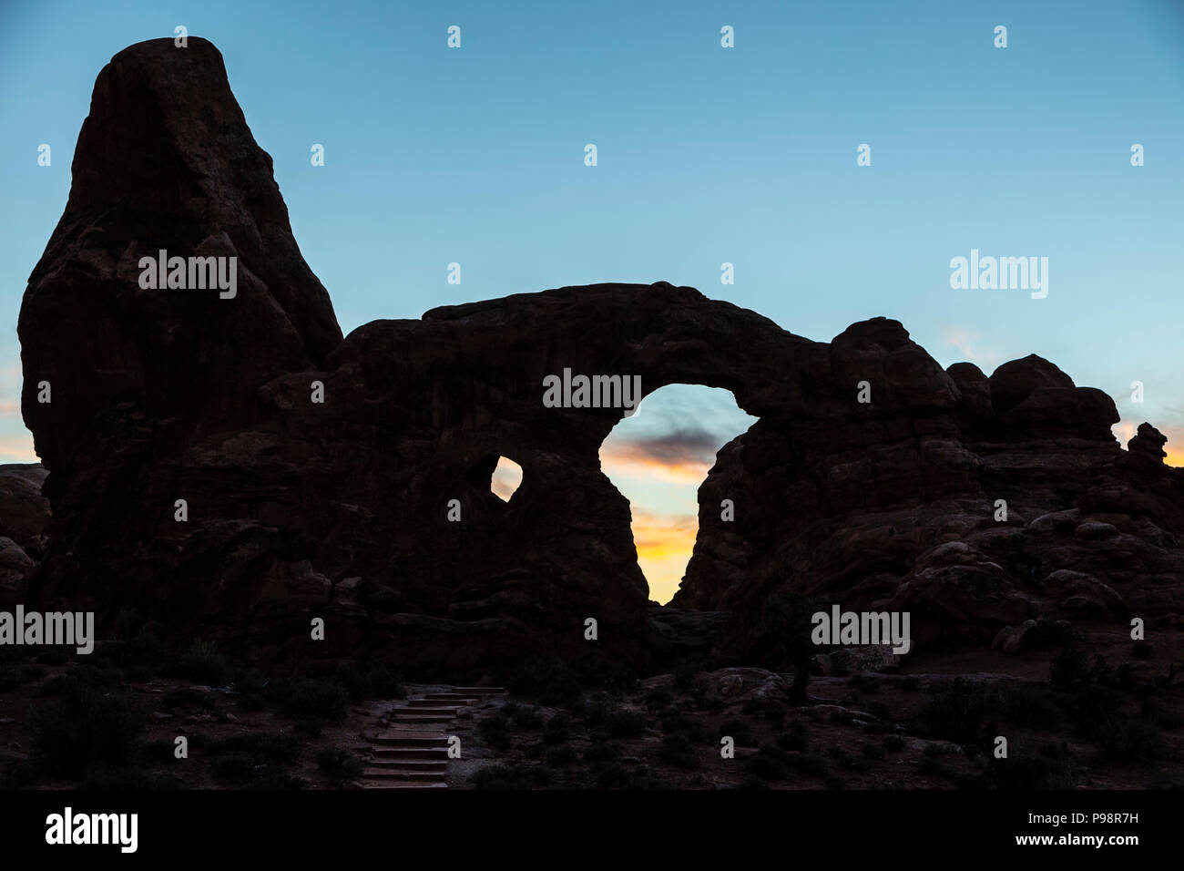 Silhouette of Turret Arch, Arches National Park, Moab, Utah USA Stock ...