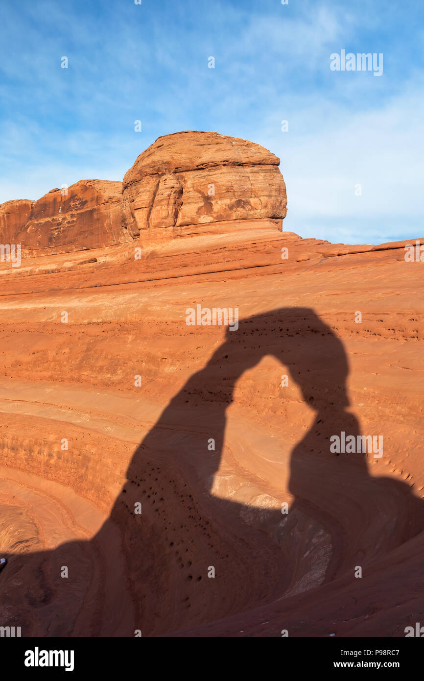 Shadow of the iconic Delicate Arch in Arches National Park, Utah ...