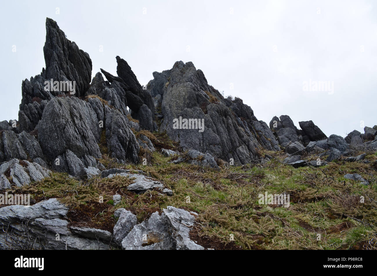 In the country side of Ireland large spicky rocks Stock Photo - Alamy