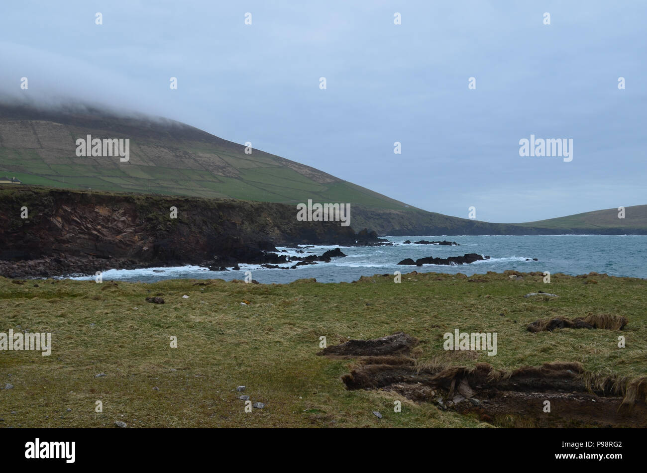 Beautiful country side with square fields on large hills in the ...