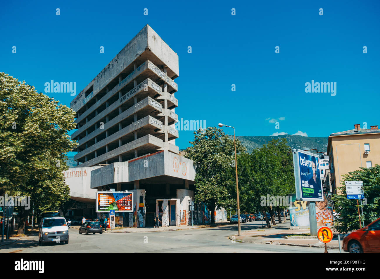 the former Ljubljanska Banka building in Mostar, which was used as a ...