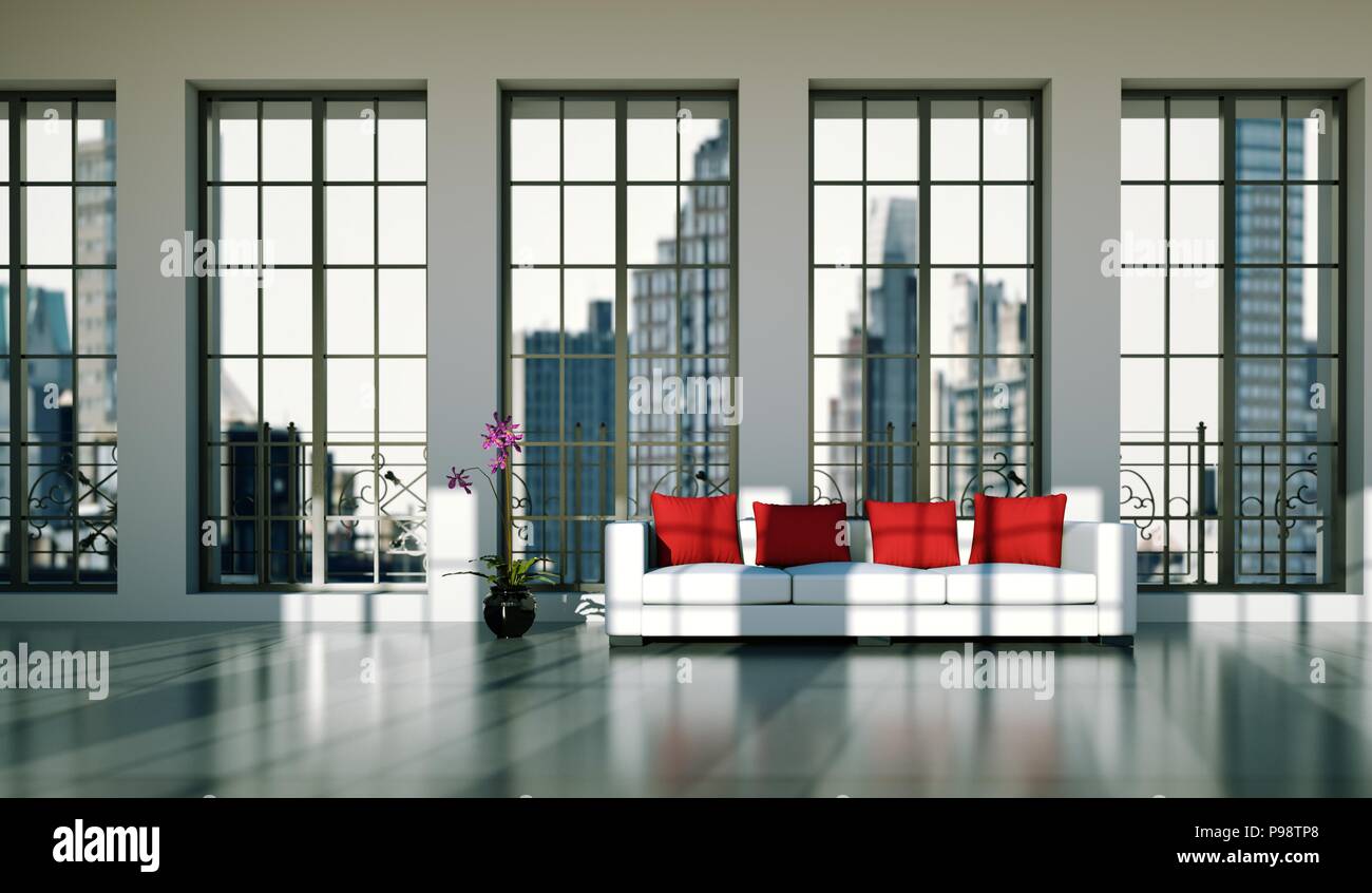 Interior design modern bright room with sofa Stock Photo - Alamy