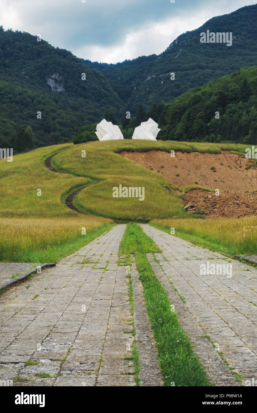 a gigantic, obscure white concrete spomenik (Yugoslav war memorial ...