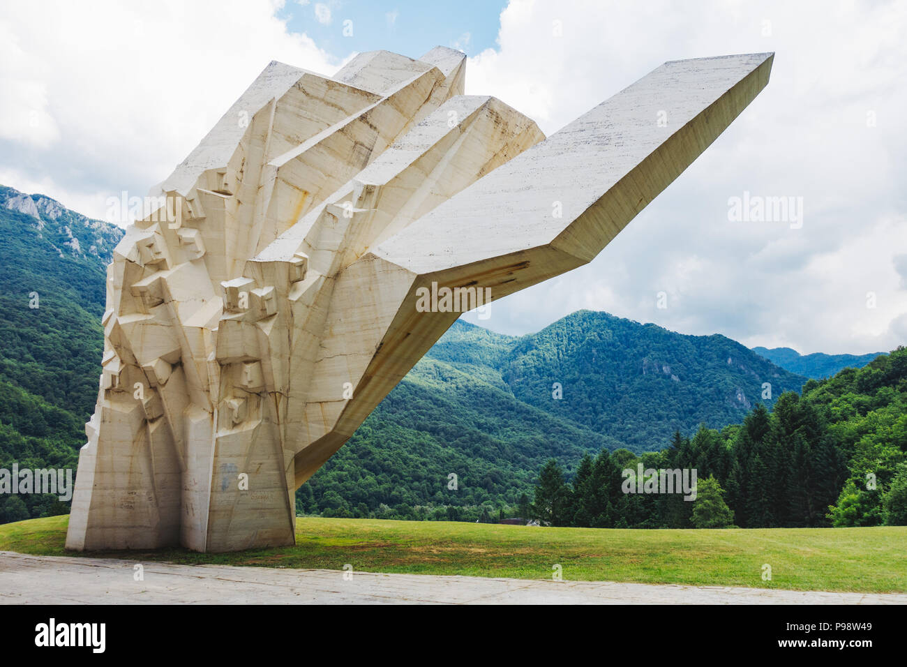 a gigantic, obscure white concrete spomenik (Yugoslav war memorial ...