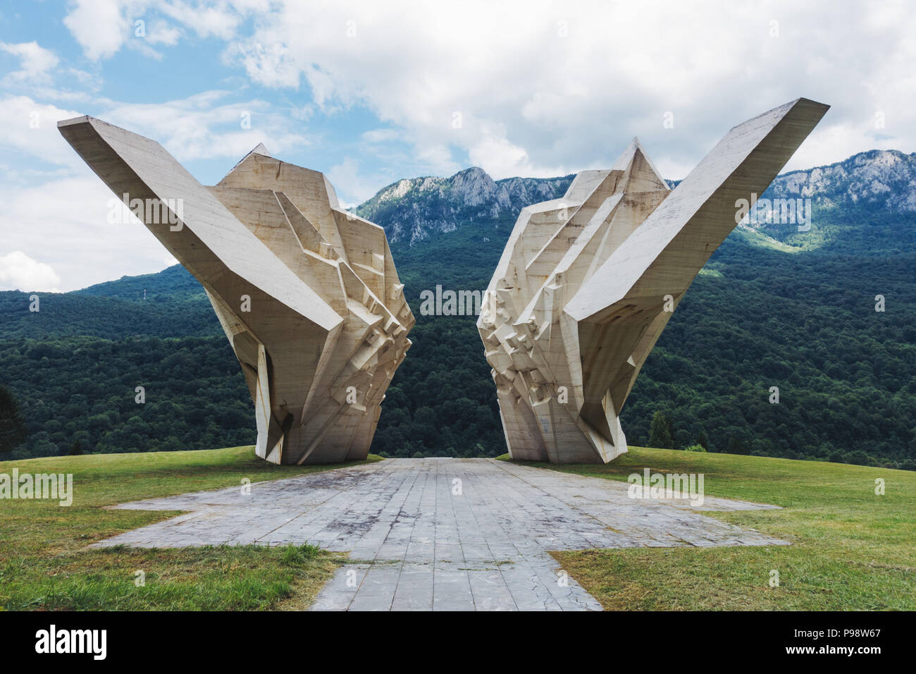 a gigantic, obscure white concrete spomenik (Yugoslav war memorial ...