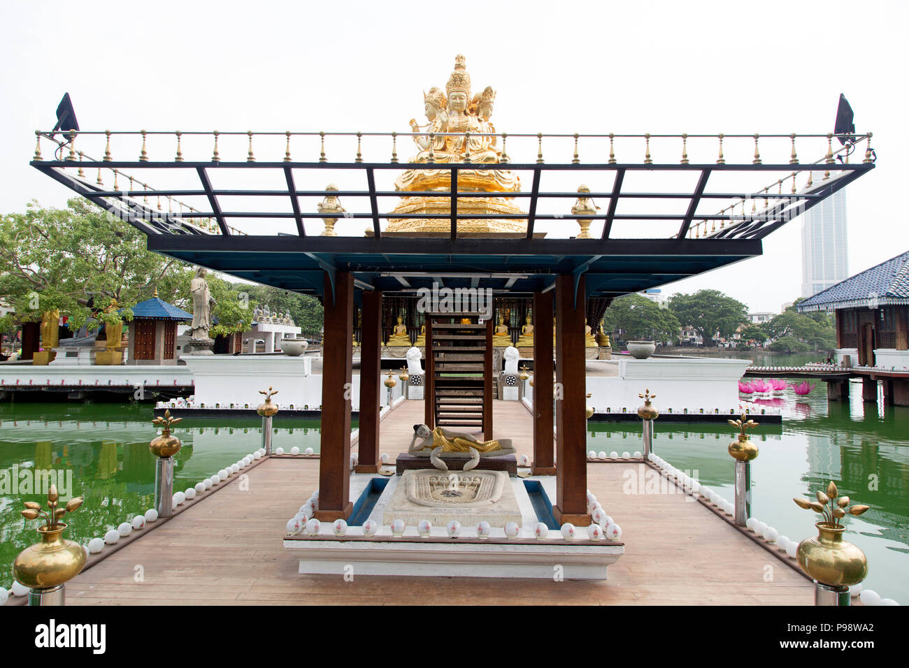 Entrance to the lakeside Seema Malaka temple in Colombo, Sri Lanka. The ...