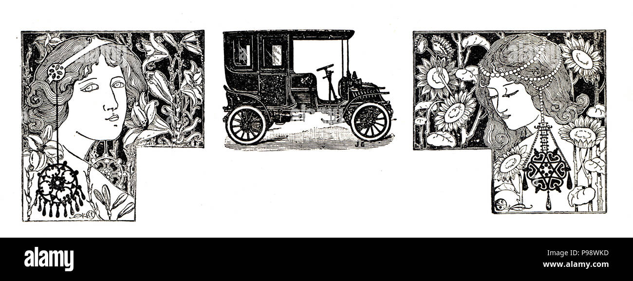 Old ilustrations from the 1900s. Art Nouveau style Stock Photo - Alamy