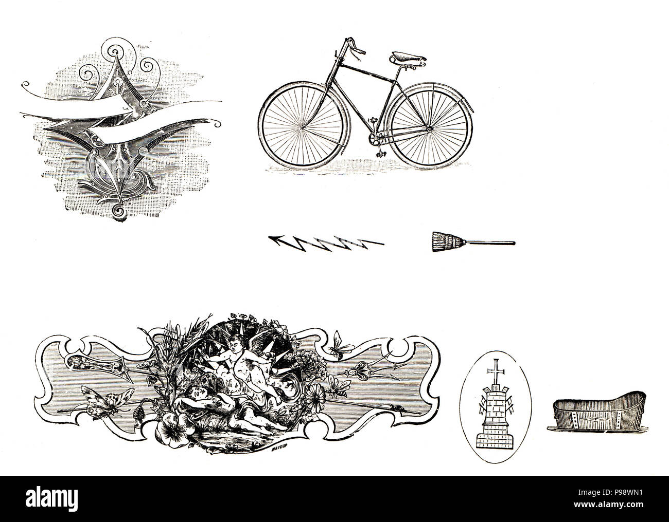 Old ilustrations from the 1900s. Art Nouveau style Stock Photo - Alamy