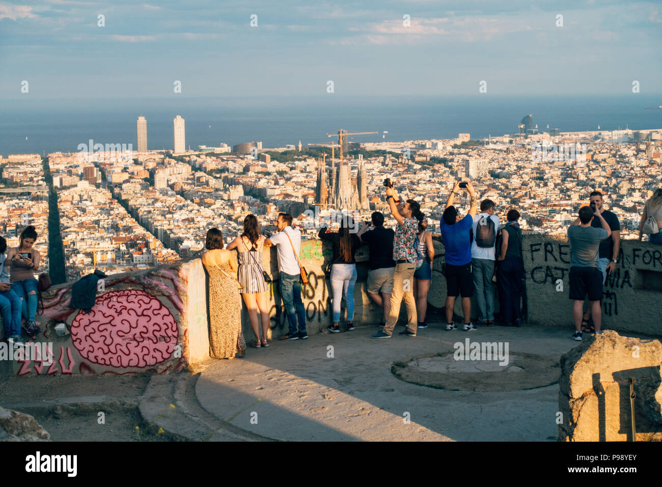 Barcelona skyline and sunset hi-res stock photography and images - Alamy