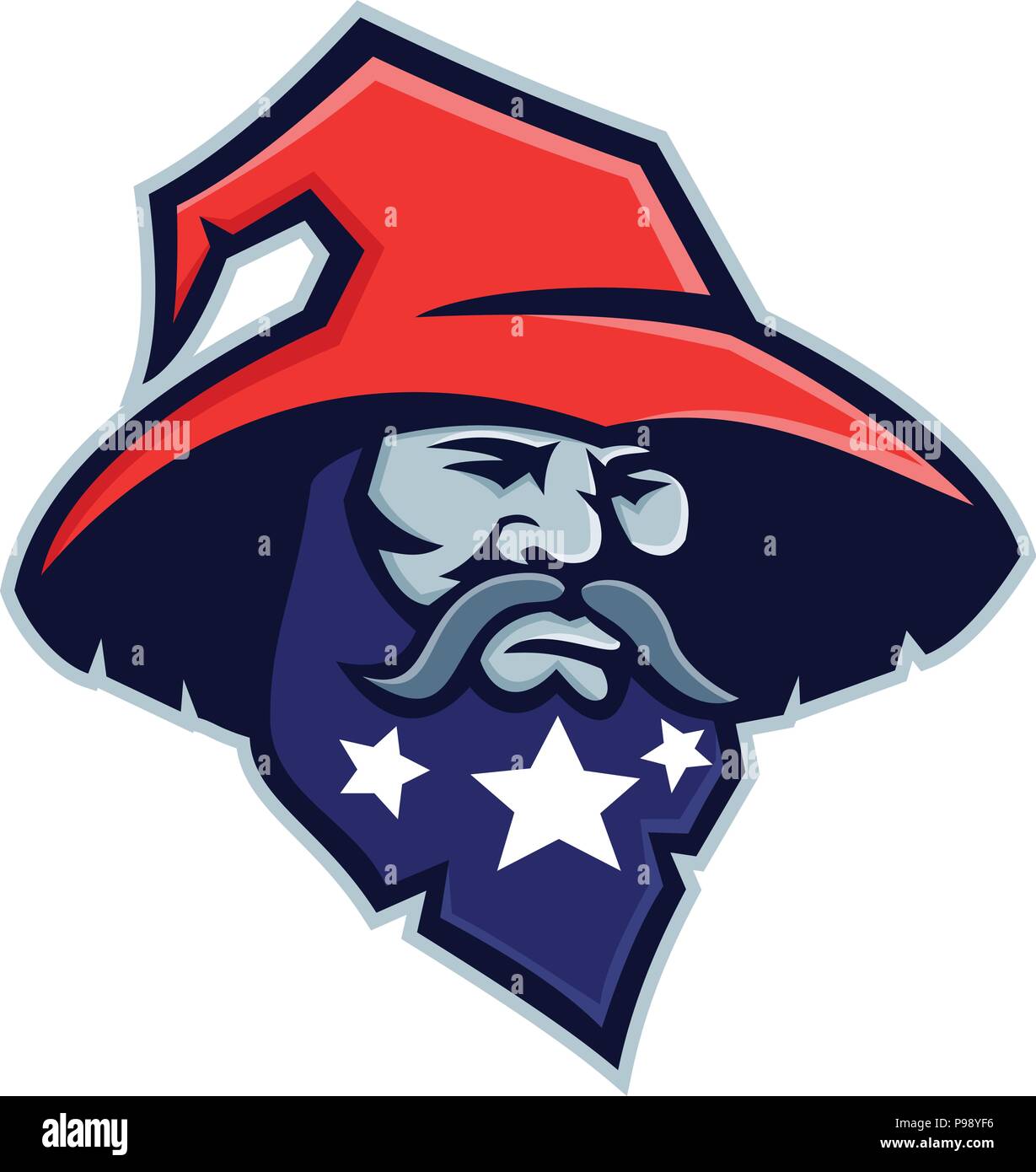 Mascot icon illustration of head of a warlock, wizard, sorcerer or ...